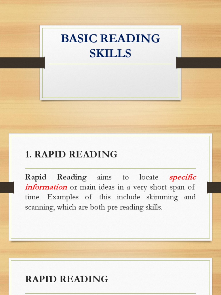 Basic Reading Skills | PDF | Speed Reading | Truth