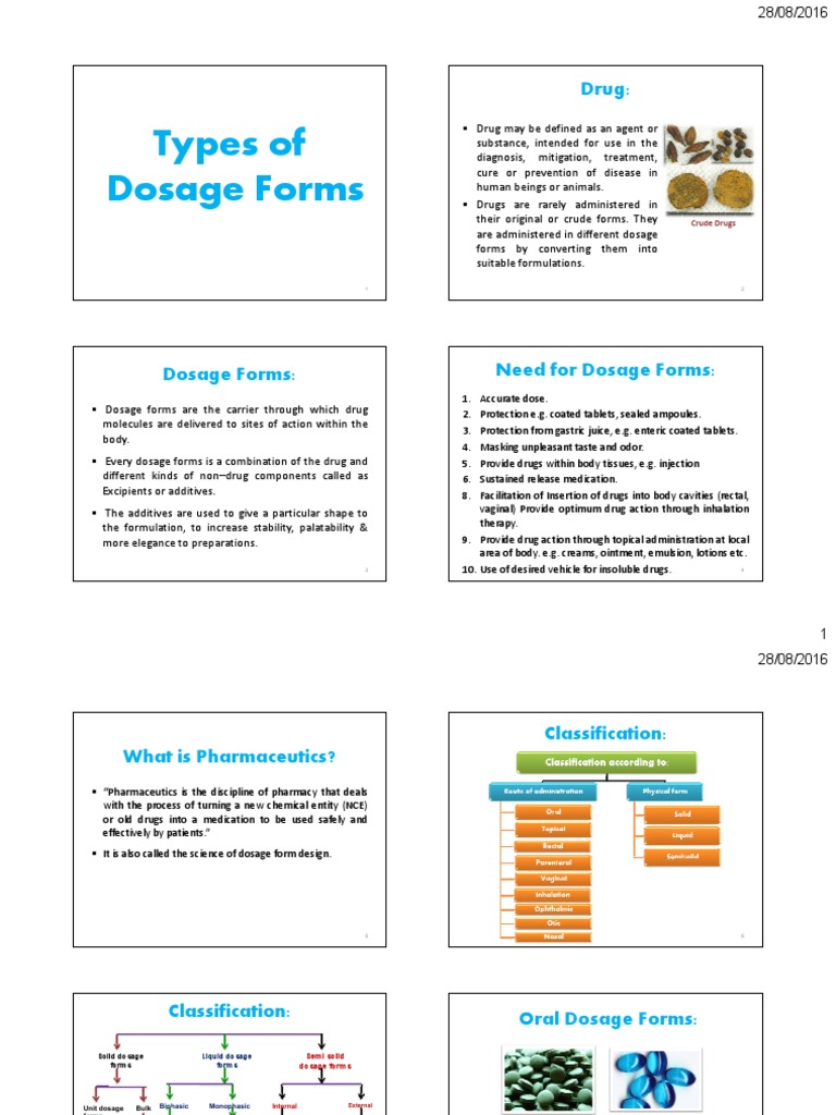 Types of Dosage Forms: Drug | PDF | Tablet (Pharmacy) | Emulsion