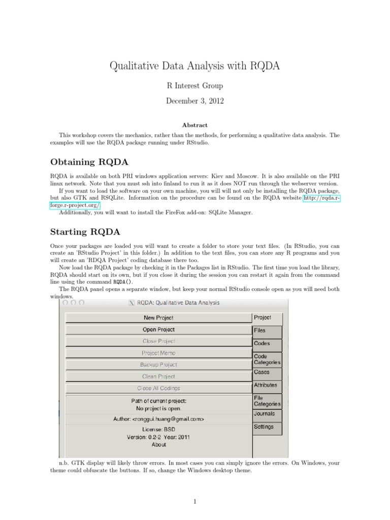 Qualitative Data Analysis With RQDA | PDF | Computer File | File System