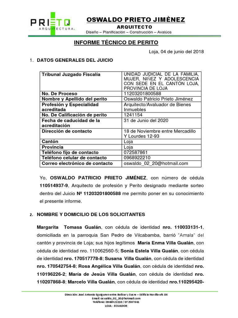 Informe Pericial Listo | PDF | Ecuador | Arquitecto
