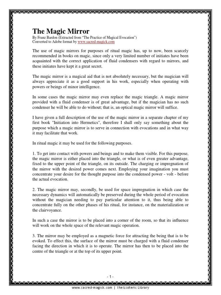Franz Bardon - The Magic Mirror PDF | PDF | Mirror | Capacitor