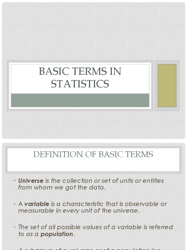 Basic Terms in Statistics | PDF | Statistical Classification | Level Of ...