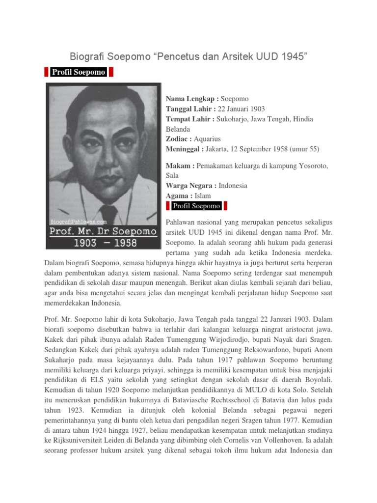 Biografi Soepomo | PDF