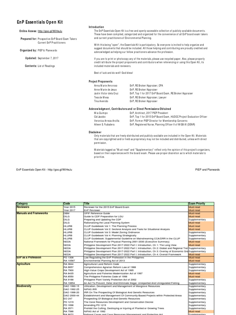 PIEP & Planwards - EnP Open Kit (Readings List Printout - 2017.09.07 ...