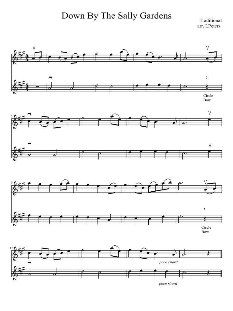 Down By The Sally Gardens Sheet Music | PDF
