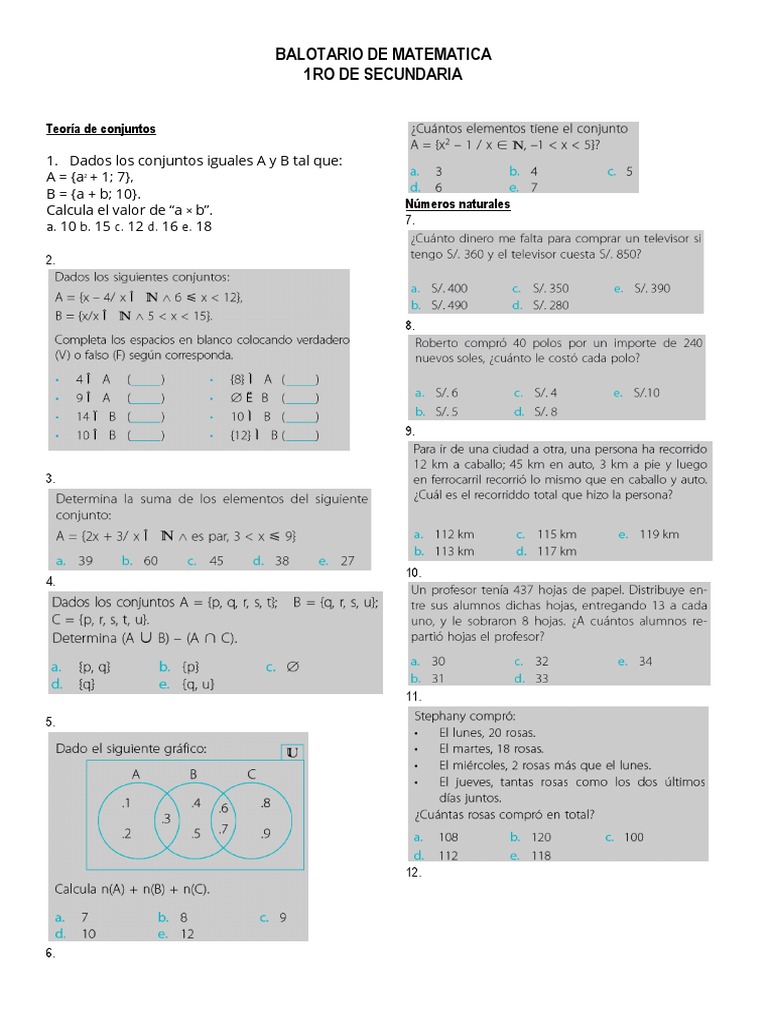 Balotario de Matematica | PDF Balotario de Matematica | PDF