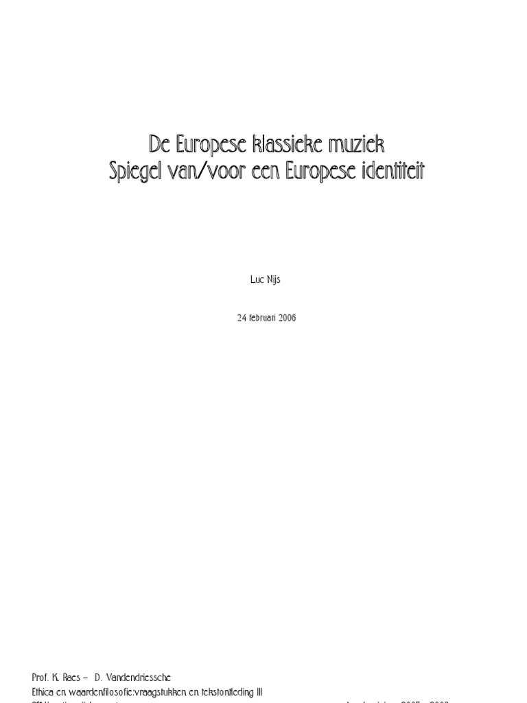 Europese Klassieke Muziek - Spiegel Van of Voor Een Europese Identiteit ...