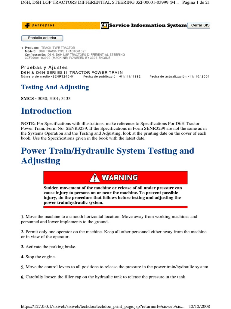 Verificacion de Presiones de Tren Depotencia d6h | PDF | Transmission ...