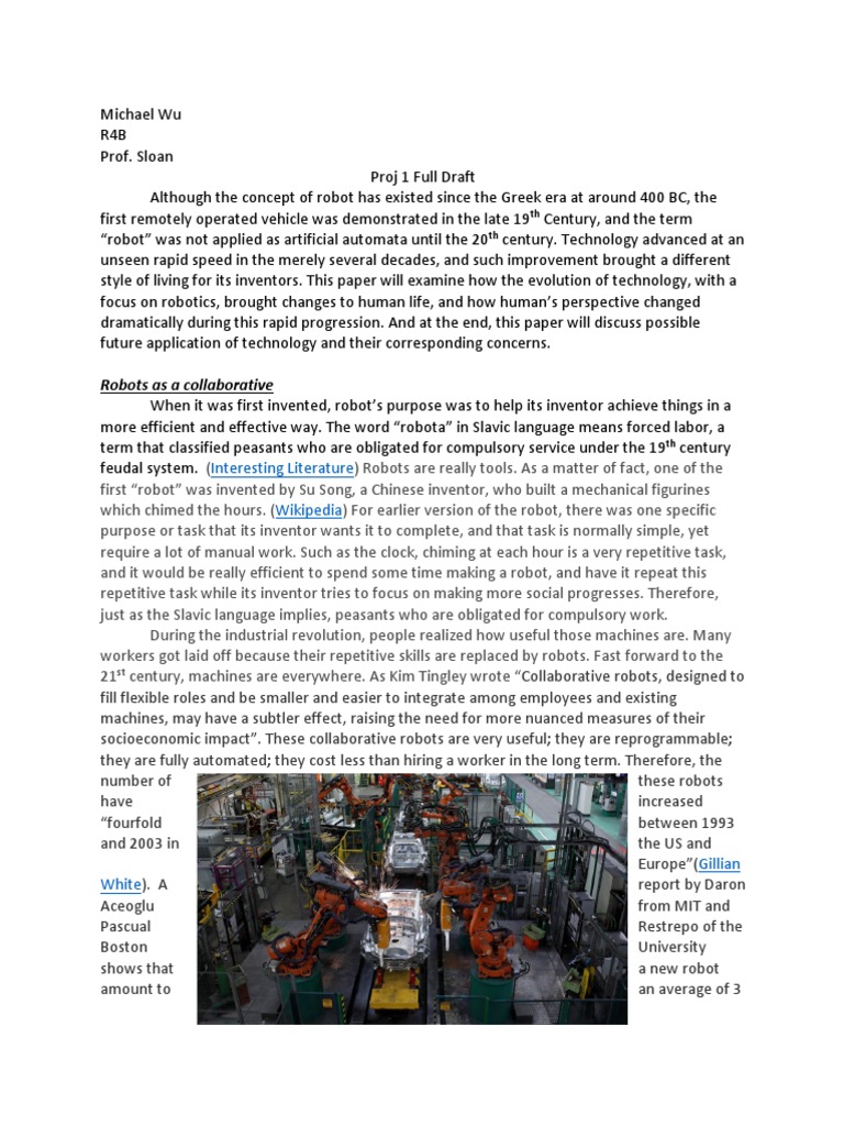 Proj 1 Rough Final Draft | PDF | Robot | Robotics