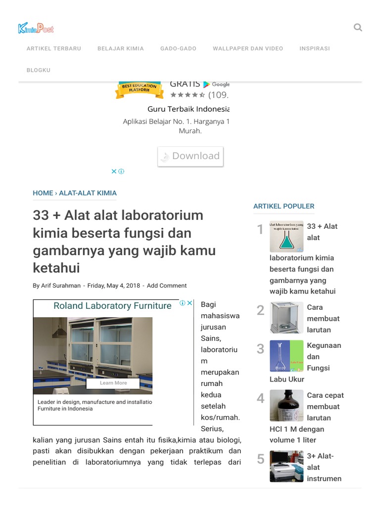 33 + Alat Alat Laboratorium Kimia Beserta Fungsi Dan Gambarnya Yang ...