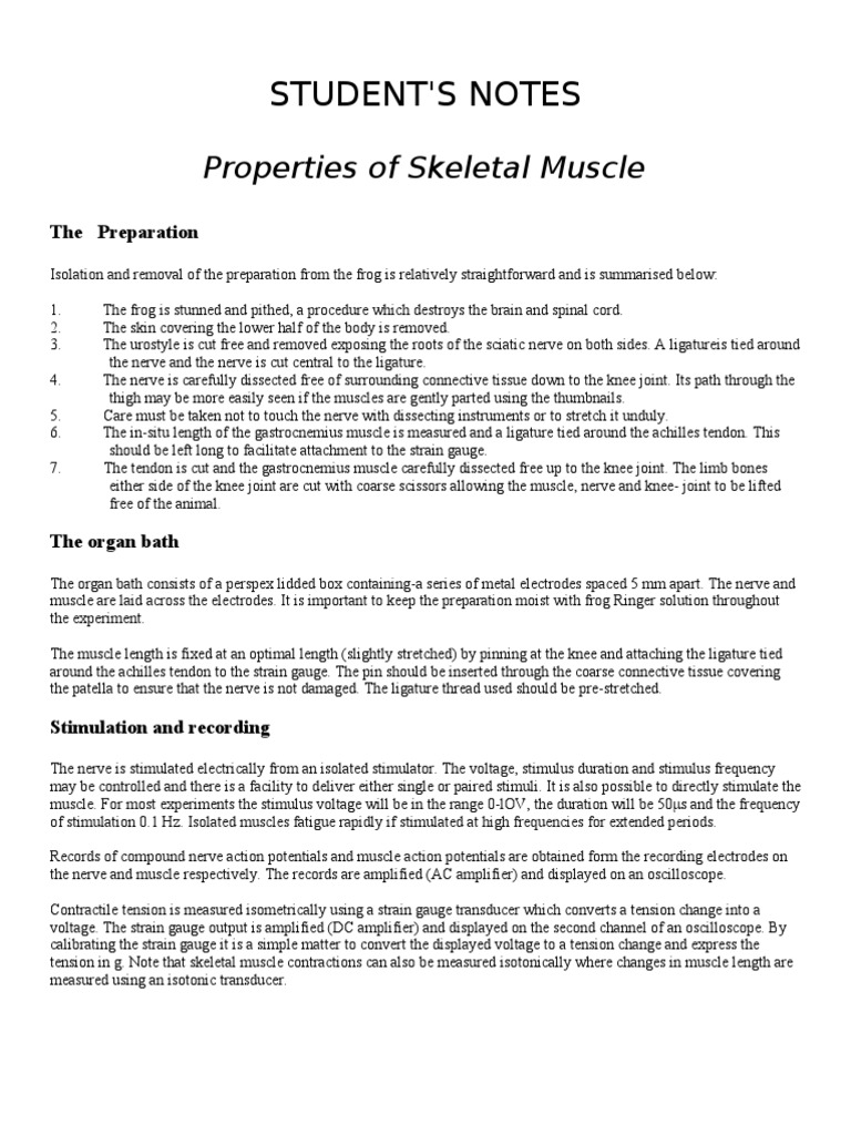 Muscle Students Notes | PDF | Muscle Contraction | Stimulus (Physiology)