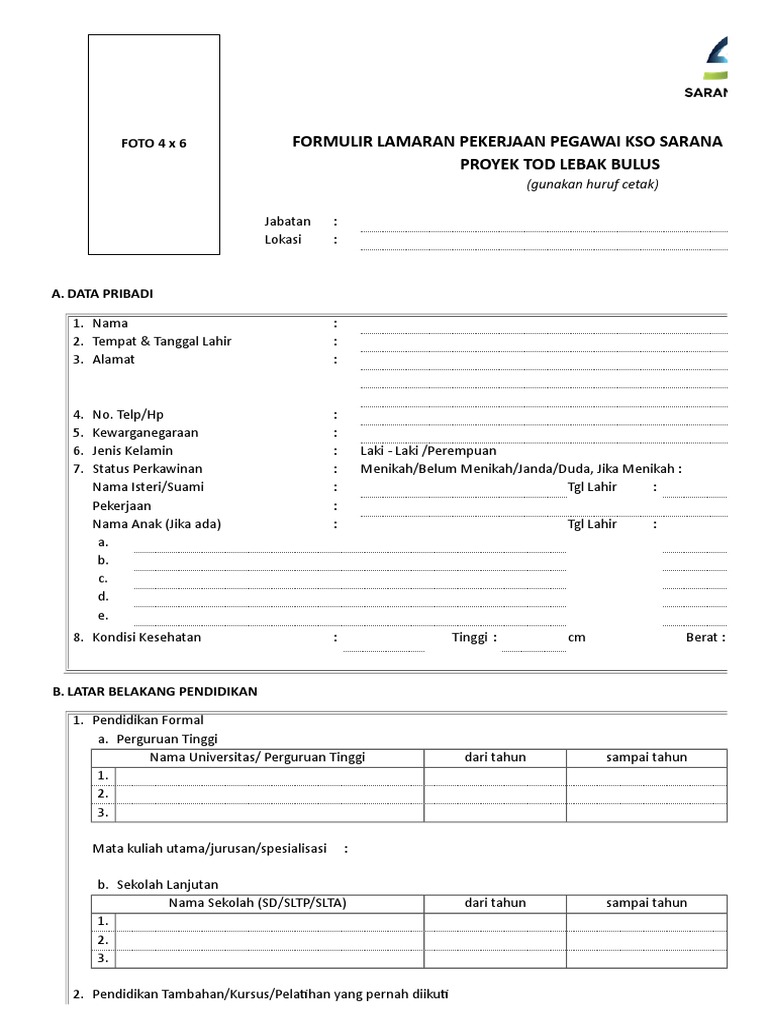 Form Lamaran Kerja | PDF