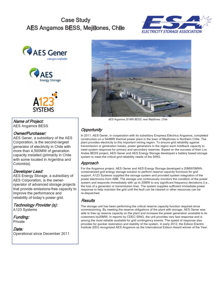 AES Angamos & Los Andes BESS Projects | PDF | Wind Power | Electrical Grid