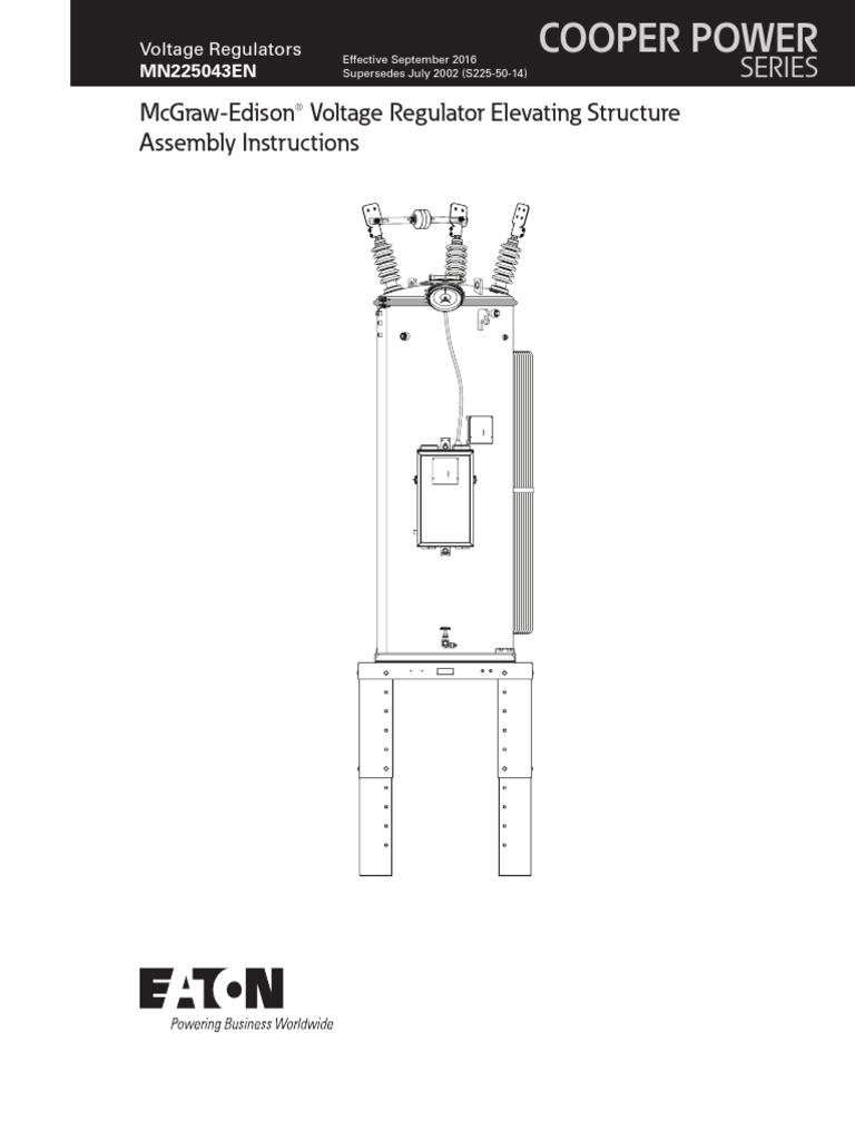 Mcgraw Edison Voltage Regulator Elevating Structure Instructions ...