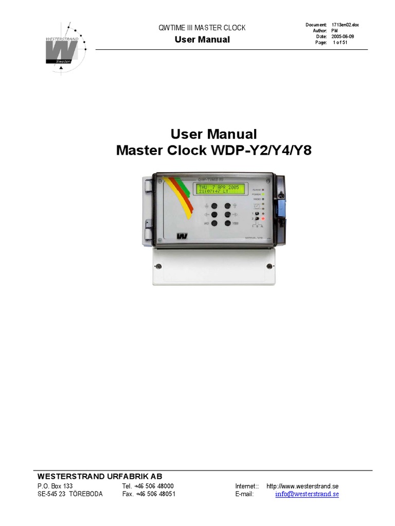 2 003 User Manual Master Clock WDP Y2Y4Y8 | PDF | Clock | Fax