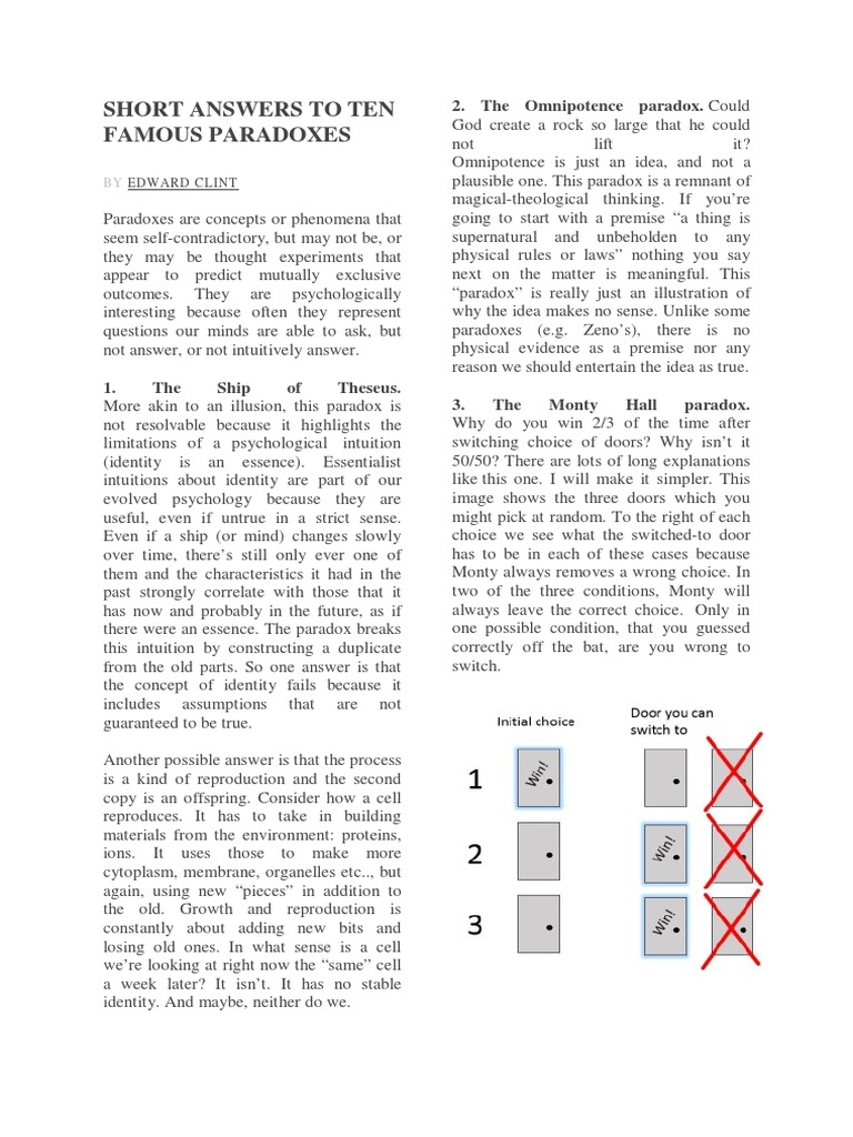 Short Answers To Ten Famous Paradoxes: 2. The Omnipotence Paradox ...