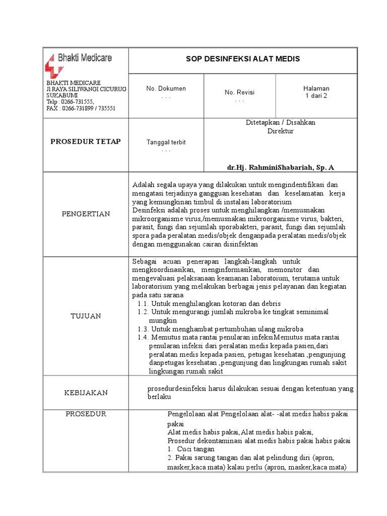 Sop Desinfeksi Alat Medis | PDF | Pengembangan Diri | Kesehatan Holistik