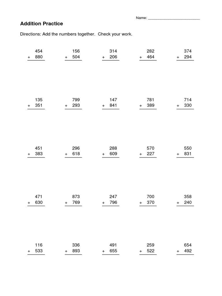 Addition Decimals Practice | PDF