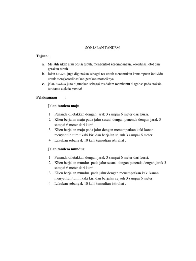 Sop Jalan Tandem | PDF