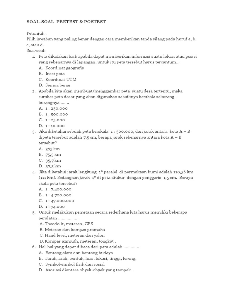 SOAL Pre Dan Post Test | PDF