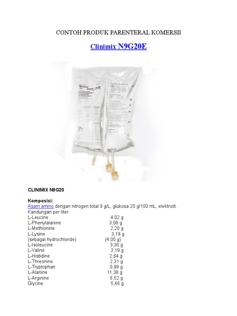 Contoh Produk Nutrisi Parenteral | PDF