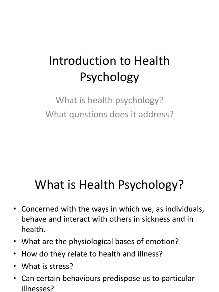 Introduction To Health Psychology | PDF | Health Psychology | Behavior