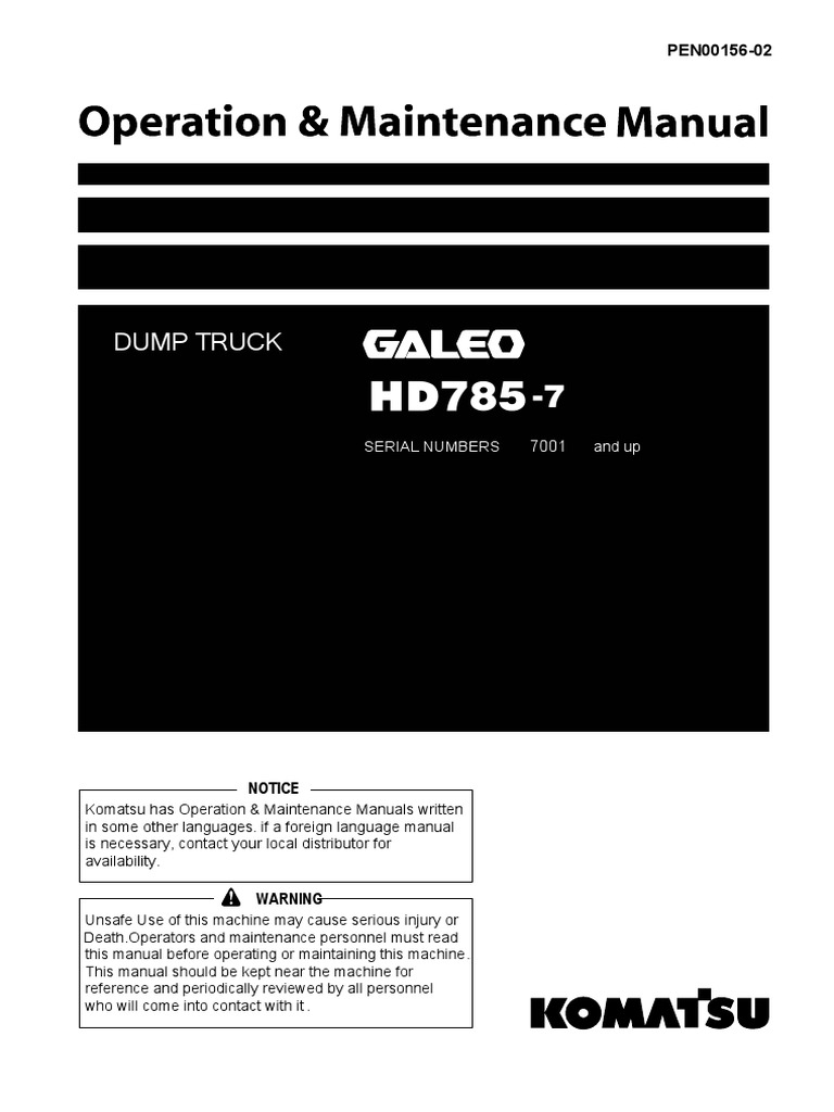 HD785-7 - OMM - (Operation Manual and Maintenance) | PDF | Safety ...