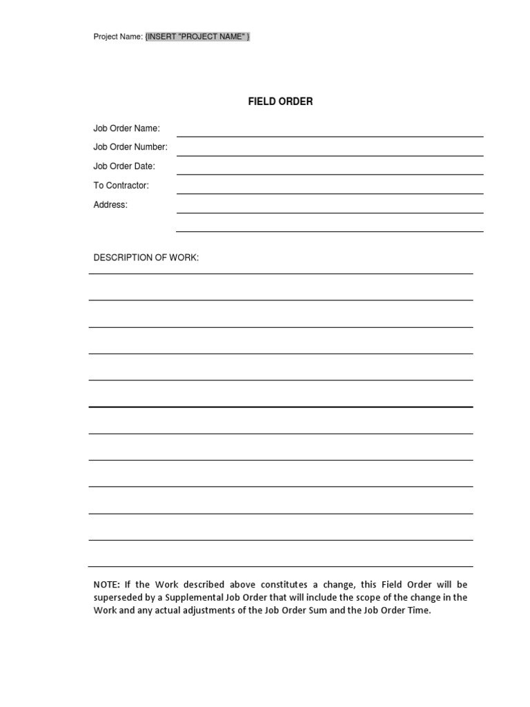 Contractor Field Order Details | PDF