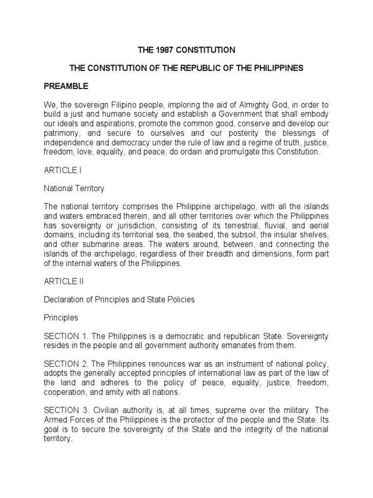 The 1987 Constitution The Constitution of The Republic of The ...