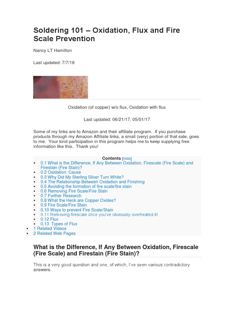 Soldering 101 - Oxidation, Flux and Fire Scale Prevention | PDF ...