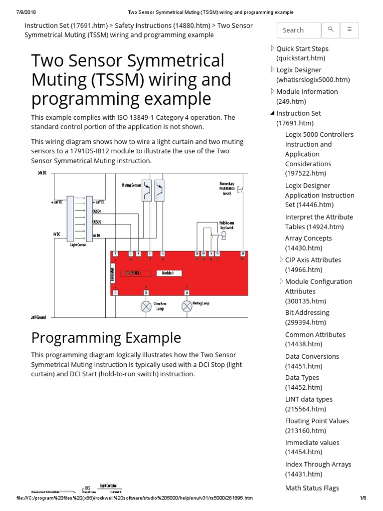 Two Sensor Symmetrical Muting Tssm Wiring And Programming Example Download Free Pdf Input