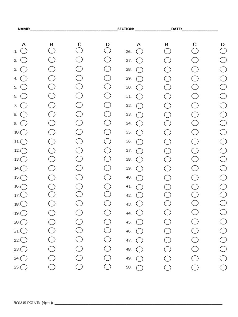 A B C D A B C D: Name: - Section: - Date | PDF