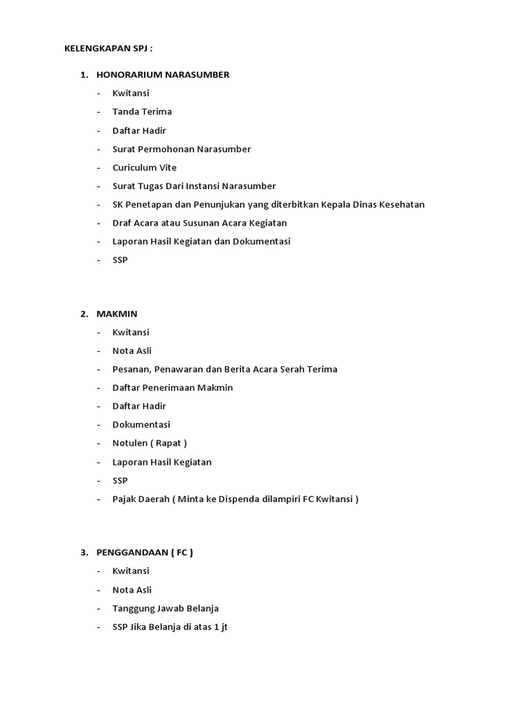 Kelengkapan SPJ Honorarium Narasumber | PDF