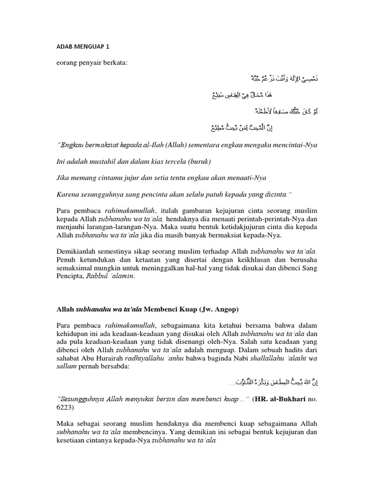 Adab Menguap 1 | PDF