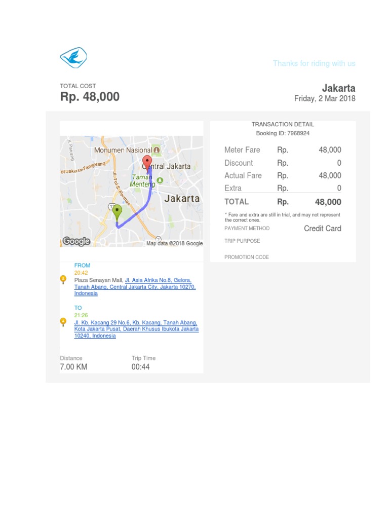 Gojek ride receipt Jakarta Friday 2 Mar 2018 | PDF