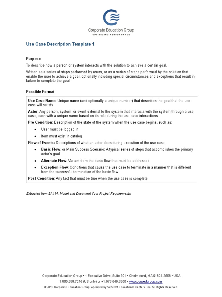 Use Case Description Template 1 | PDF | Use Case | Systems Science