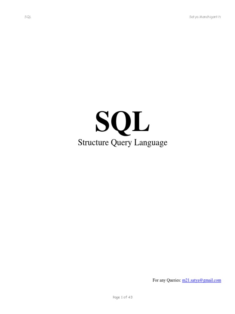 SQL Tutorial PDF | PDF | Databases | Sql