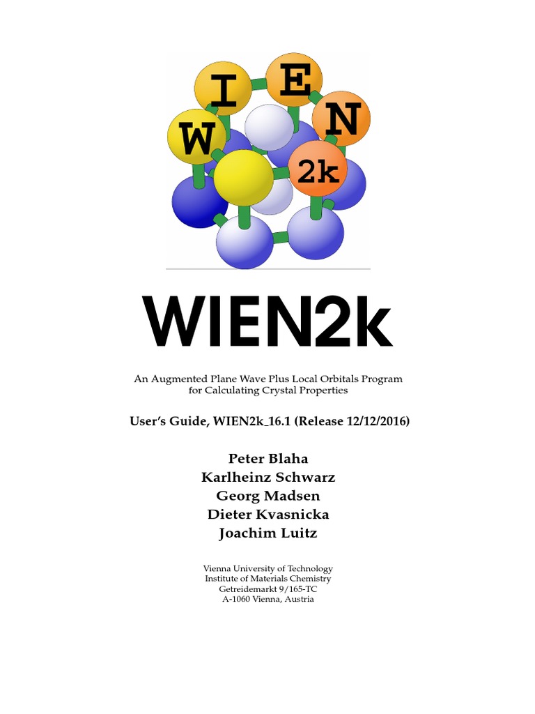 Wien2k Usersguide PDF | PDF | Electronic Band Structure | Personal ...