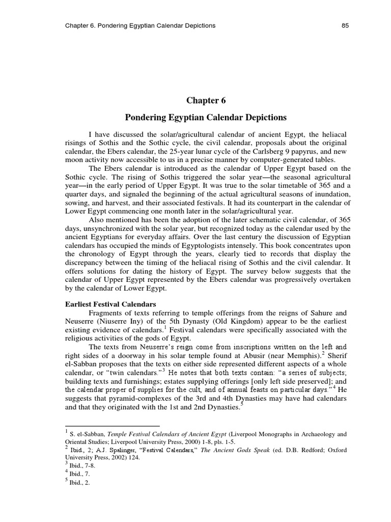 CH 6 Pondering Egyptian Calendar Depictions | PDF | Ancient Egypt | Thebes