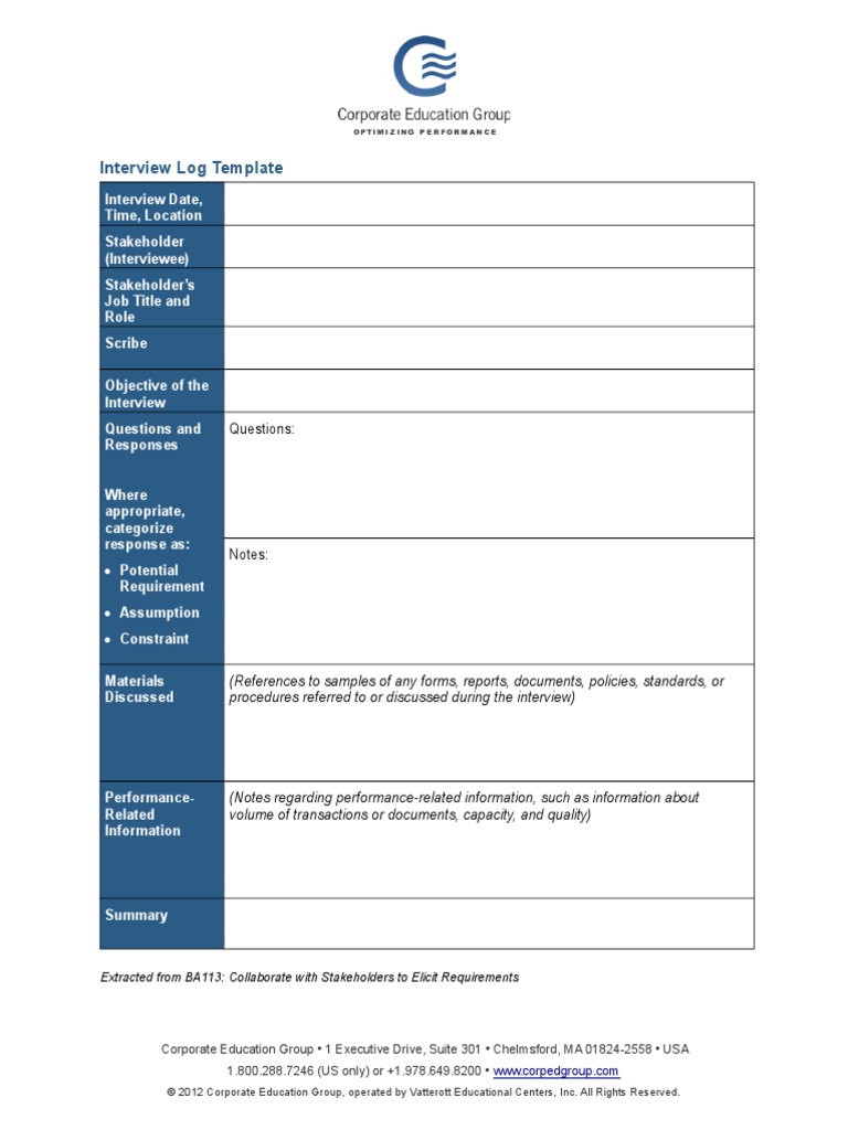 Interview Log Template | PDF | Business