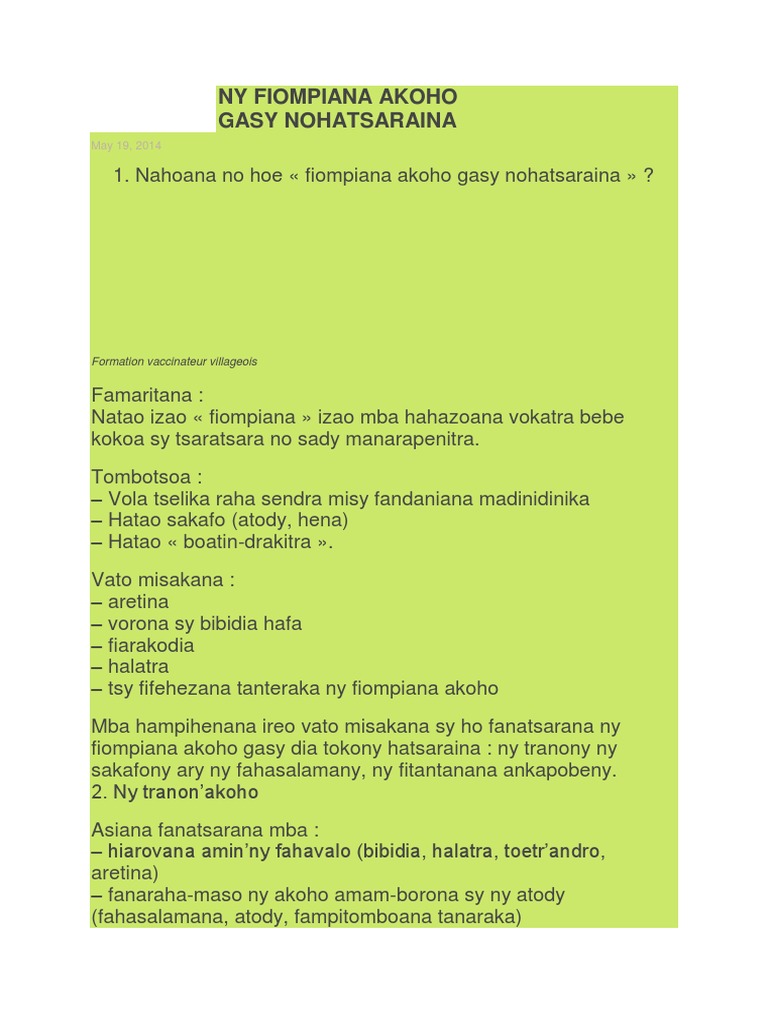 Ny Fiompiana Akoho Gasy | PDF