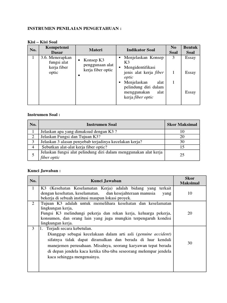 Instrumen Penilaian Pengetahuan | PDF