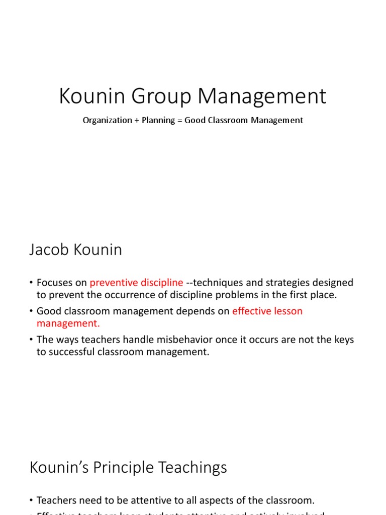 Kounin Group Management Model | PDF | Classroom Management | Classroom