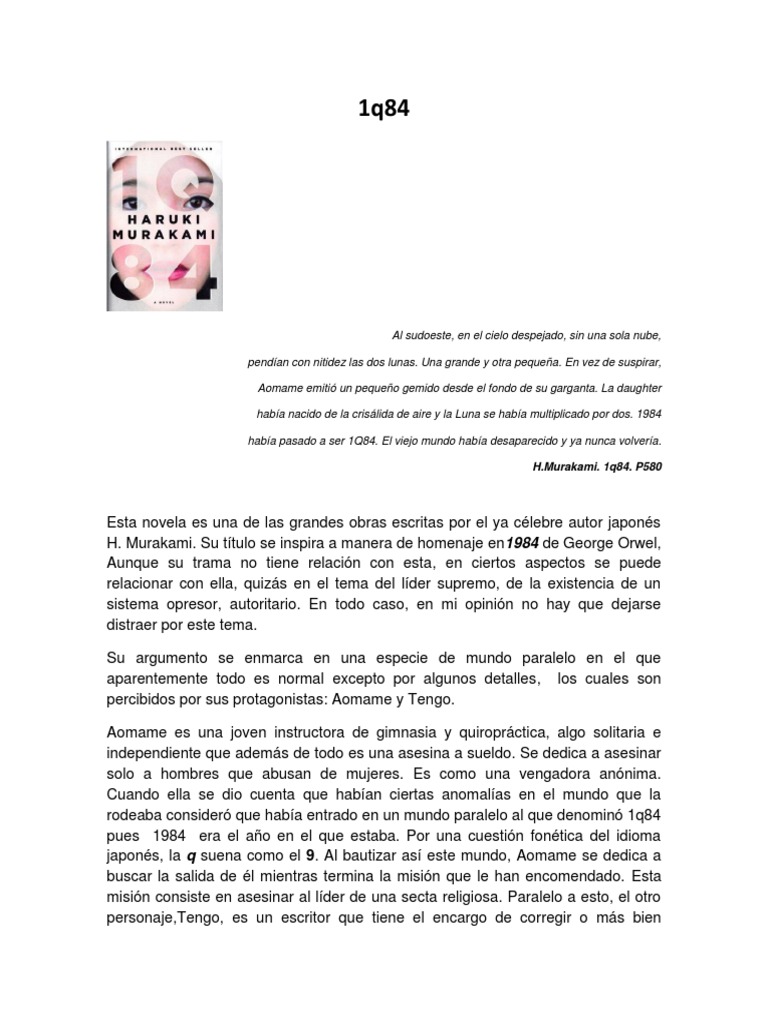 Reseña 1q84 | PDF | Novelas