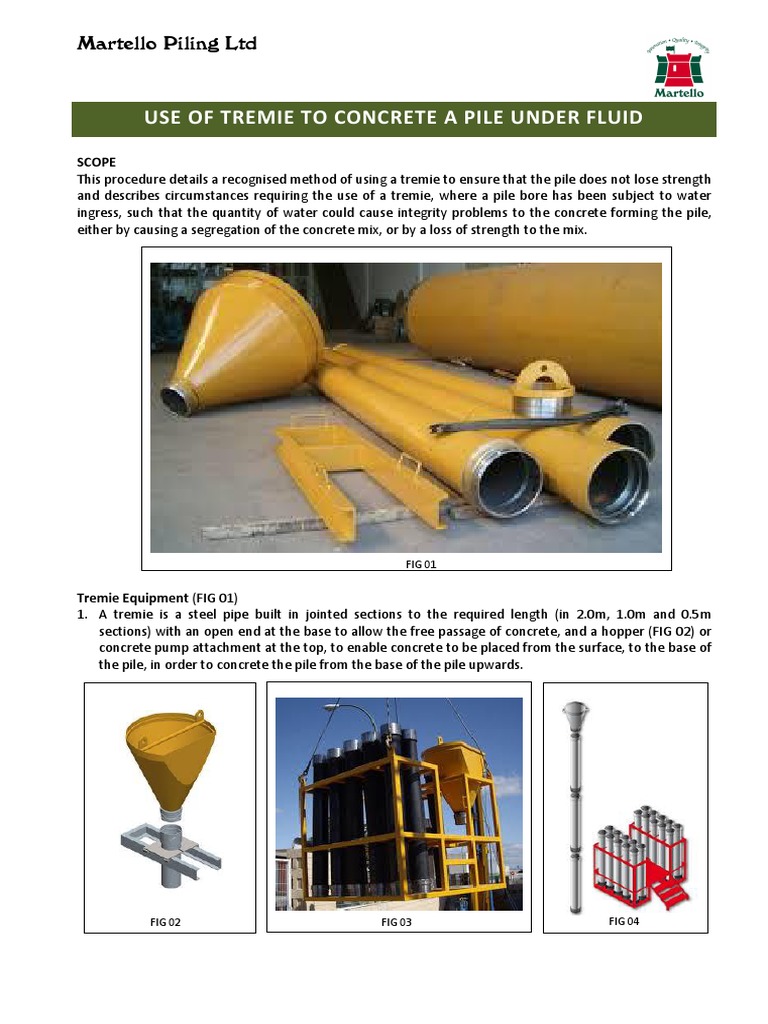 Use Of Tremie To Concrete A Pile Under Fluid: Martello Piling Ltd ...