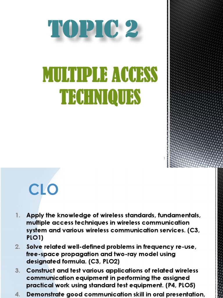 Wireless Communication Multiple Access Technique | PDF | Channel Access Method | Orthogonal ...