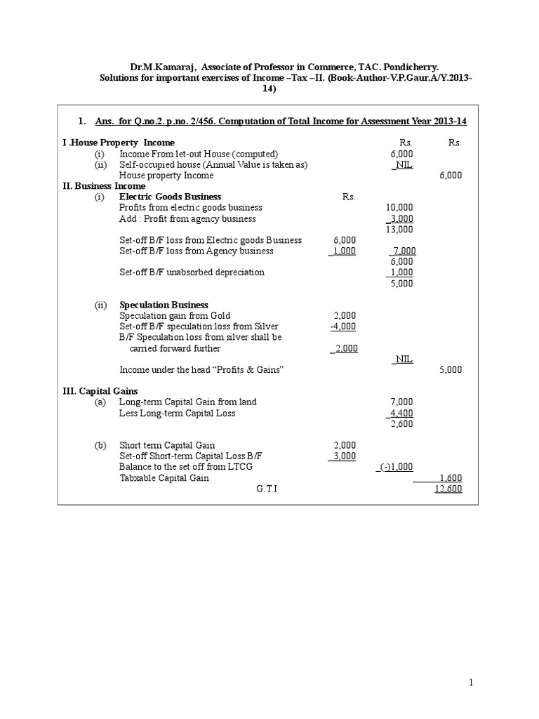 Notes For Income tax-II | PDF | Expense | Depreciation