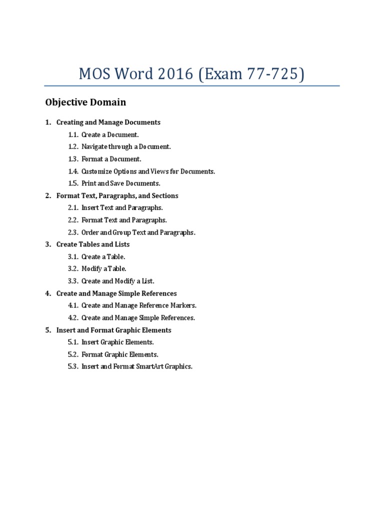 MOS Word 2016 Skills Measured | PDF