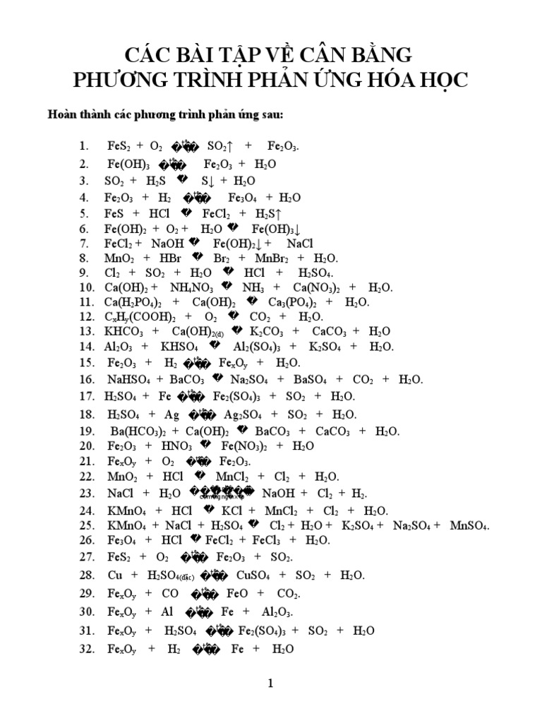 Cac Bai Tap Ve Can Bang Phuong Trinh Phan Ung | PDF