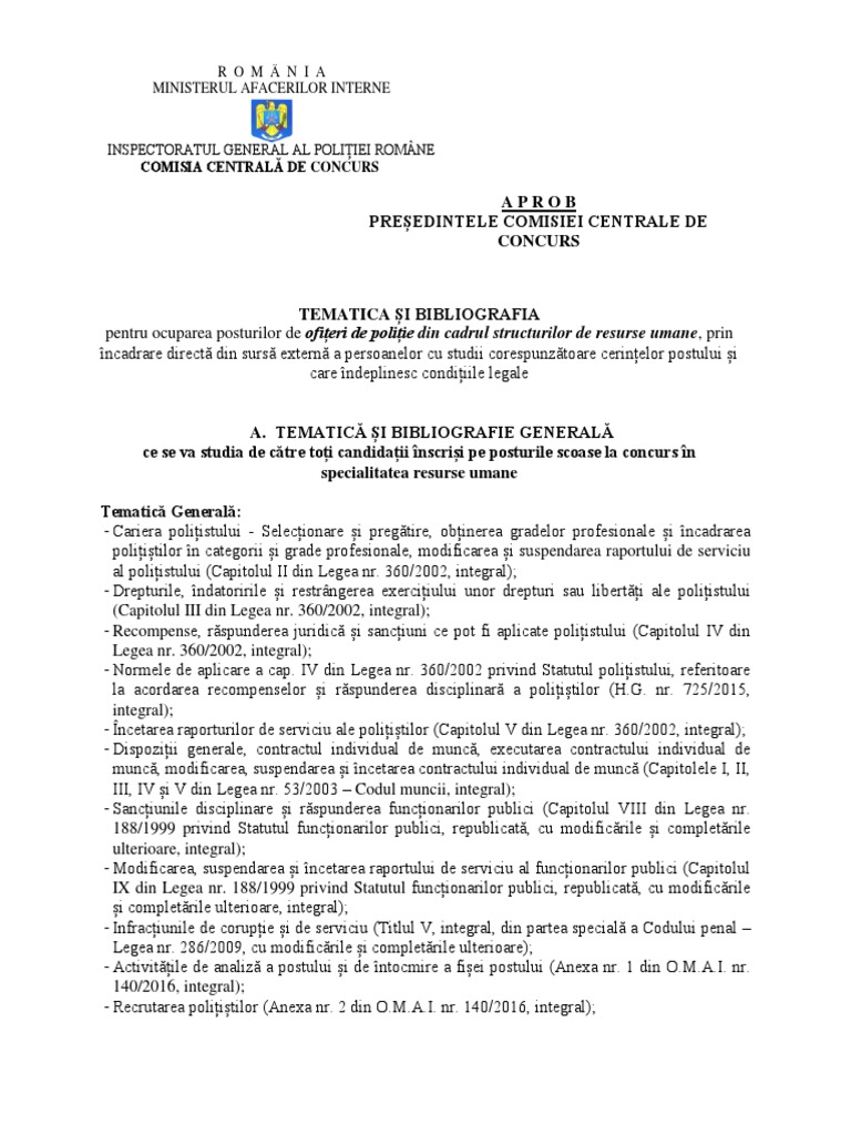 Anexa 1-Tematica Si Bibliografie | PDF